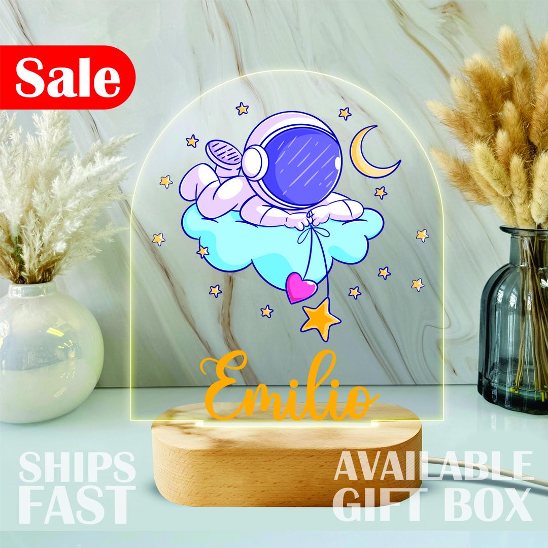 Personalized Astronaut Night Light Custom LED Lamp for Kids, Perfect ...