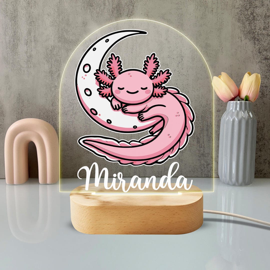 Personalized Axolotl Night Light - Custom LED Lamp for Kids, Perfect ...