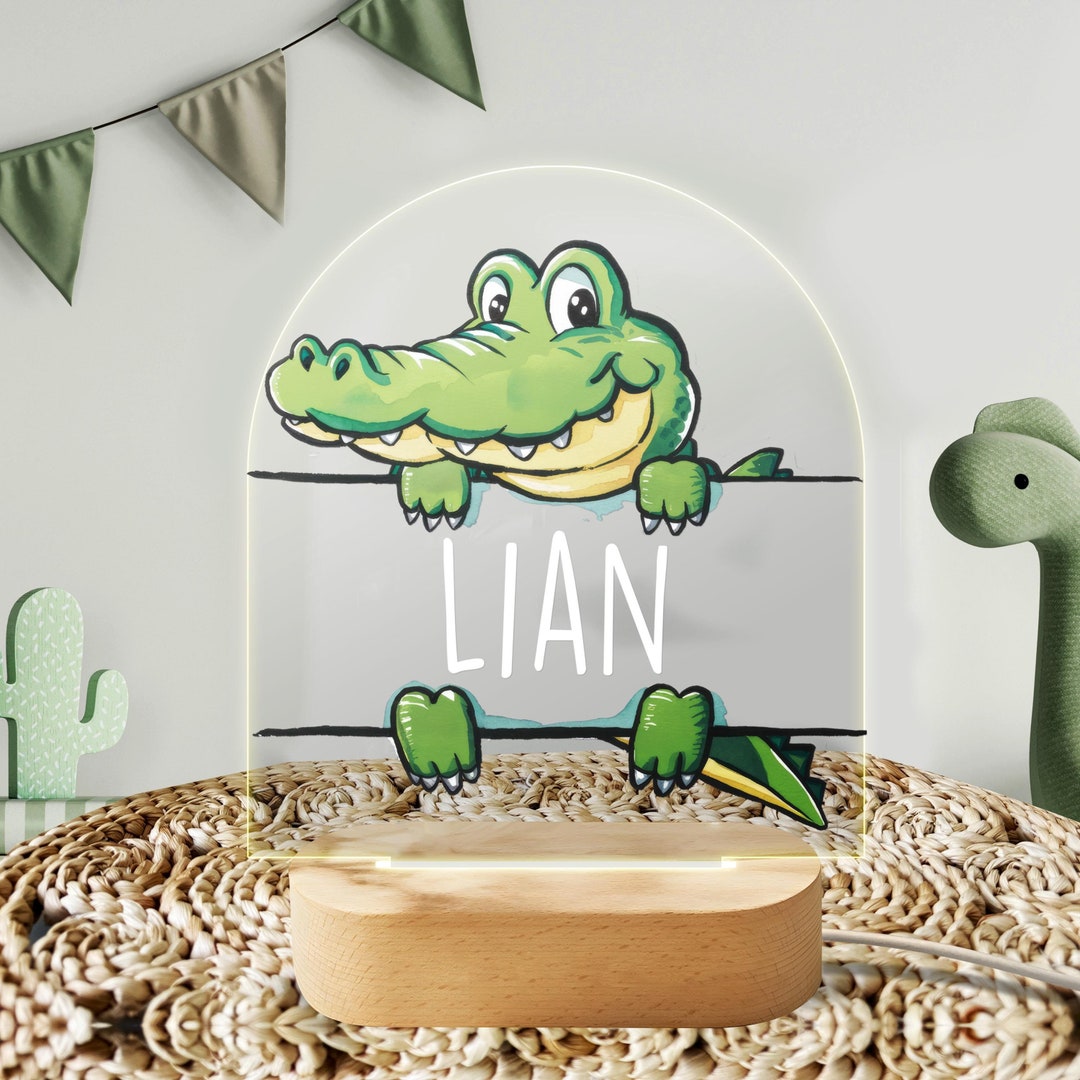 Personalized Crocodile Night Light - Custom LED Lamp for Kids, Perfect ...