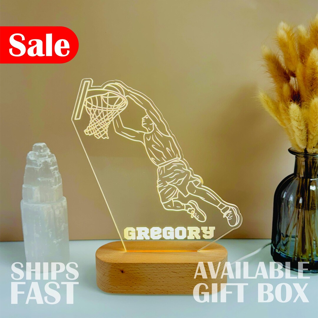 Personalized Basketball Night Light Custom LED Lamp for Sports Fans ...