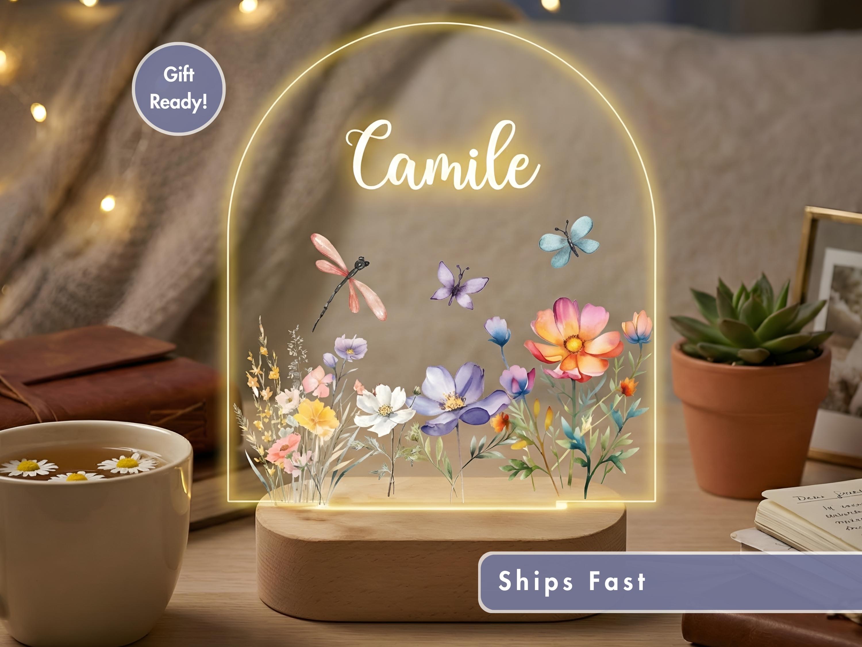 Personalized Flower Garden Night Light - Custom LED Lamp for Nature ...