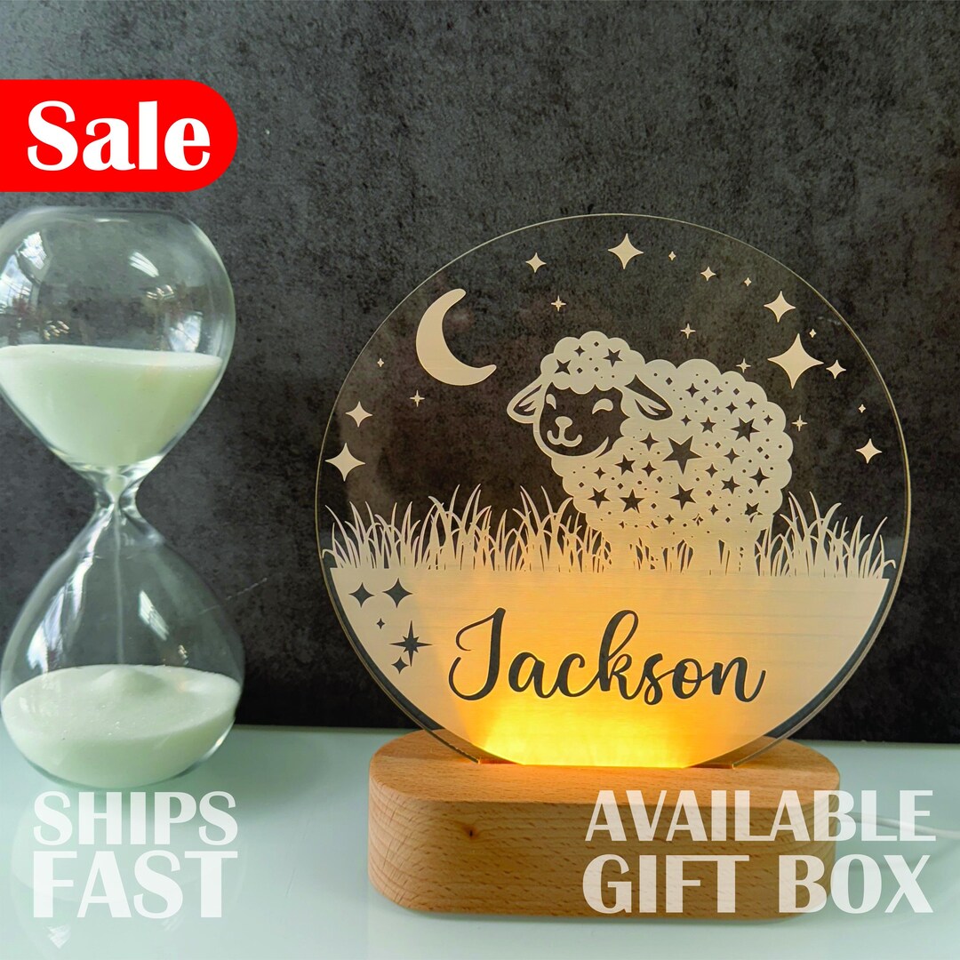 Personalized Sheep Night Light Custom LED Lamp for Kids Room, Nursery ...