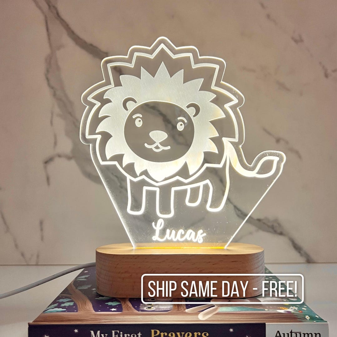 Lion Cartoon Custom Name Light | Personalized Bedroom LED Cloud Decor ...