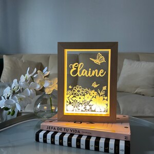 Garden and Floral LED Photo Frame Lamp | Personalized Light-up Name ...