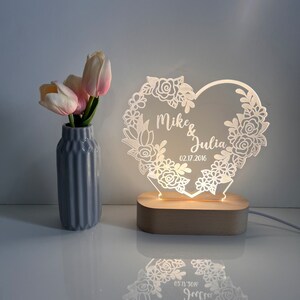 Custom Heart Led Light Personalized Valentines Gift Light up Sign Logo ...