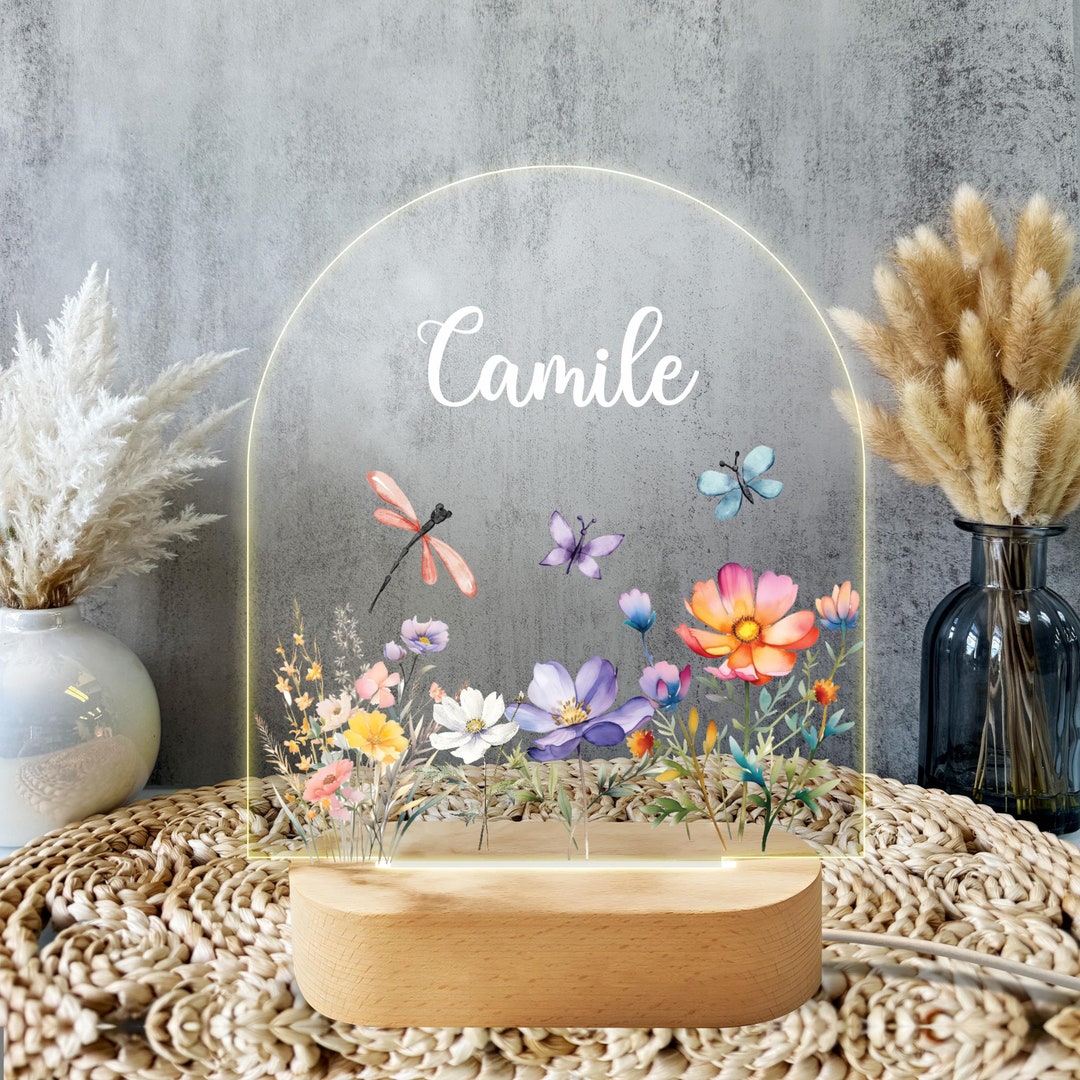 Personalized Flower Garden Night Light - Custom LED Lamp for Nature Lovers, Perfect Gift for ...