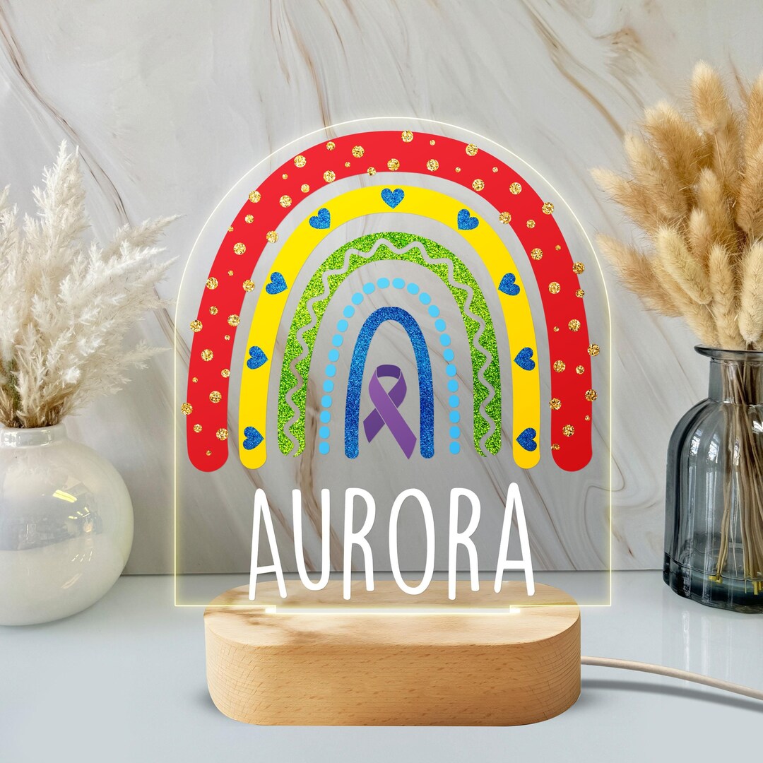 Personalized Rainbow Cancer Awareness Night Light - Custom LED Lamp ...