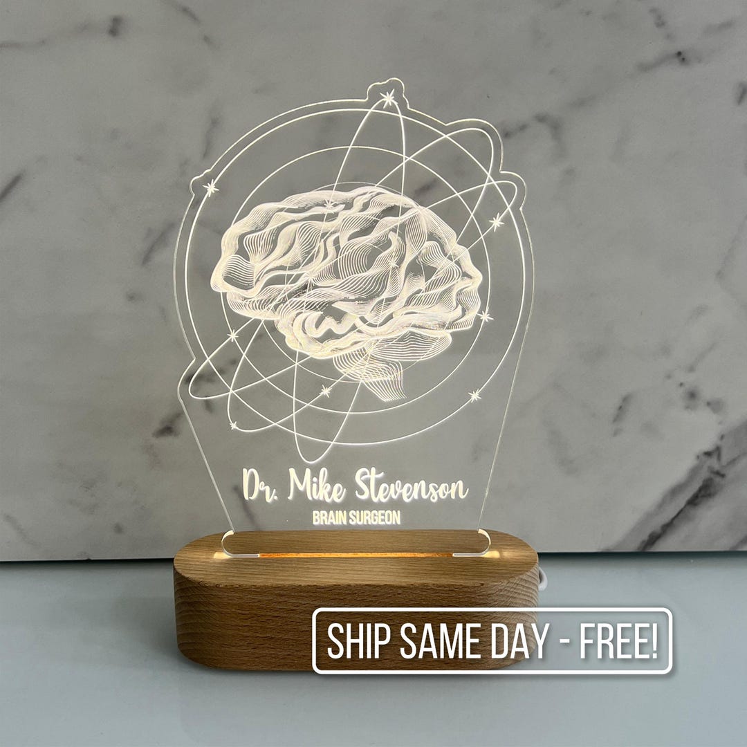 Brain LED Night Light Personalized for Neurologist Gifts, Psychology ...