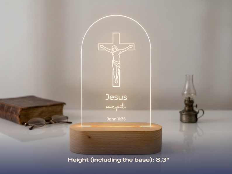 Personalized Christian LED Lamp Custom Faith Night Light Religious Room ...