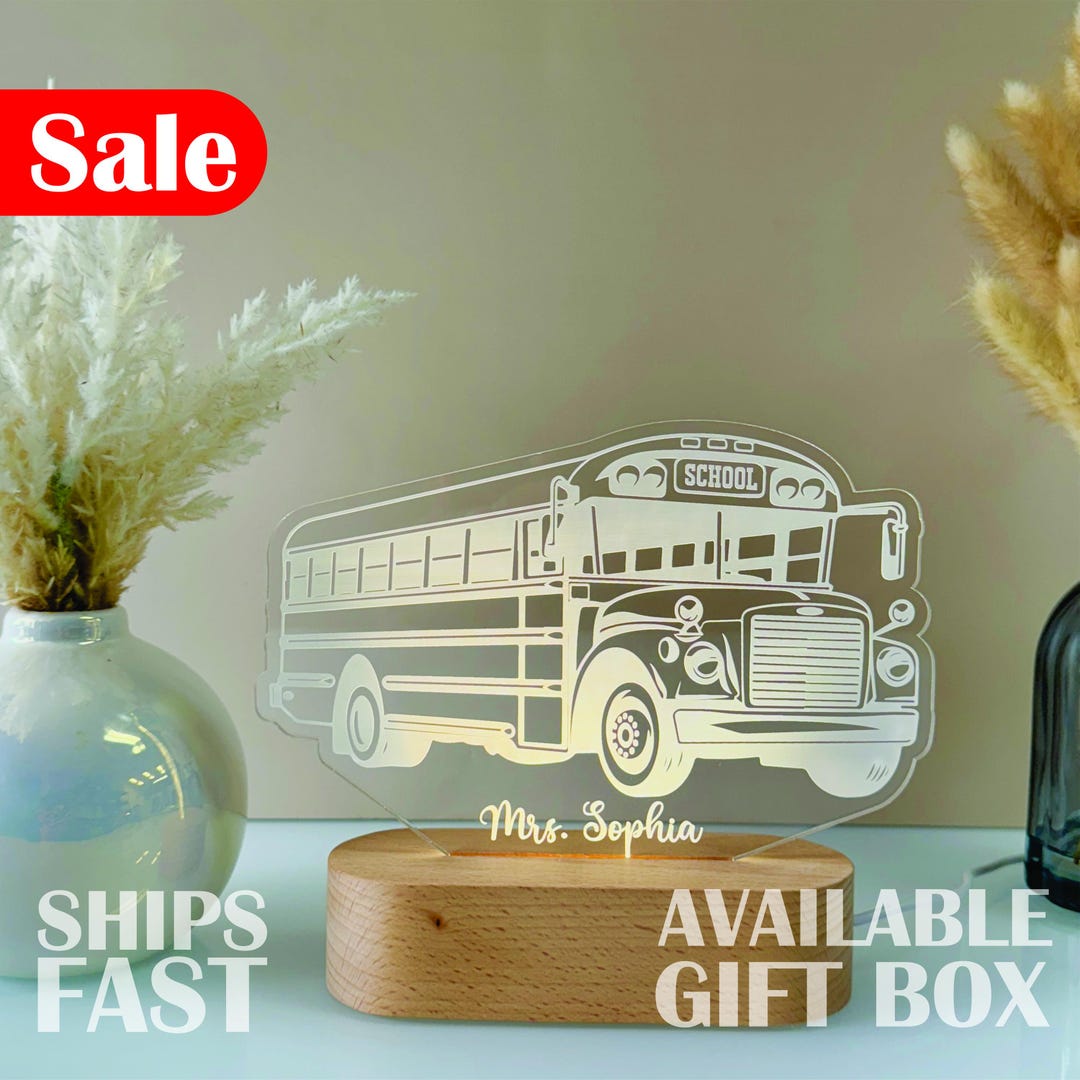 Personalized School Bus Night Light Custom LED Lamp for Kids, Perfect ...