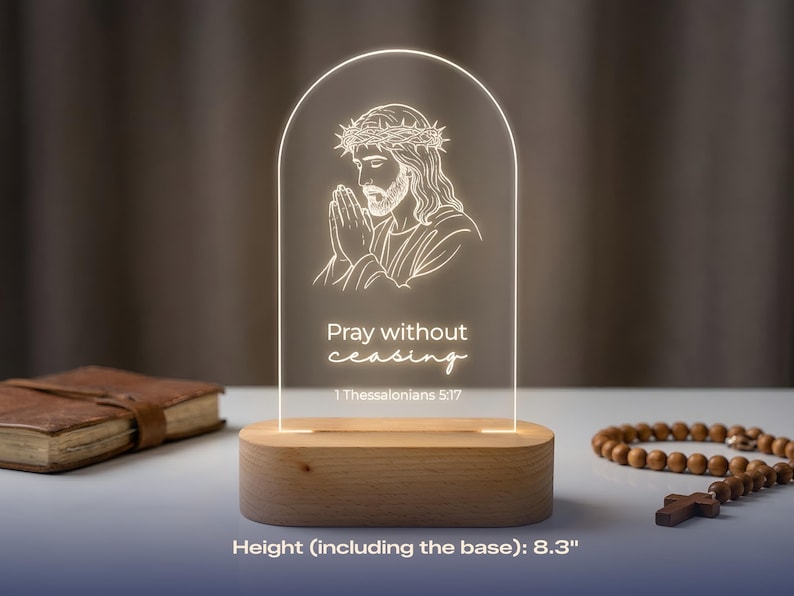 Personalized Christian LED Lamp Custom Faith Night Light Religious Room ...