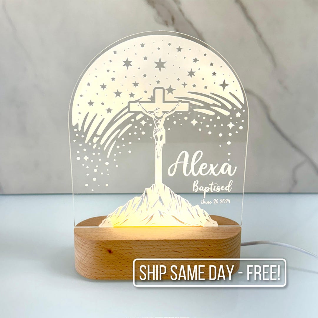 Personalized Jesus Christ Night Light - Custom LED Religious Lamp ...