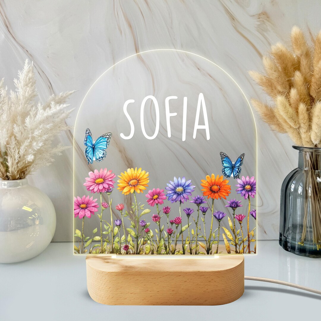 Personalized Flower Garden Night Light - Custom LED Lamp for Nature ...