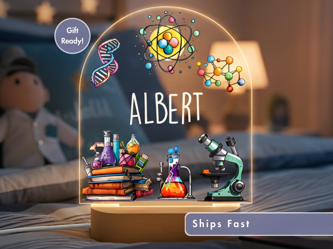 Personalized Science Night Light - Custom LED Lamp for Kids, Perfect ...