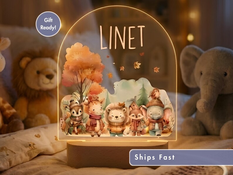 Personalized Animals Night Light - Custom LED Lamp for Kids, Perfect ...