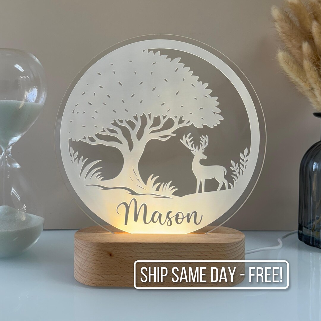 Personalized Deer Night Light - Custom LED Lamp for Nature Lovers ...