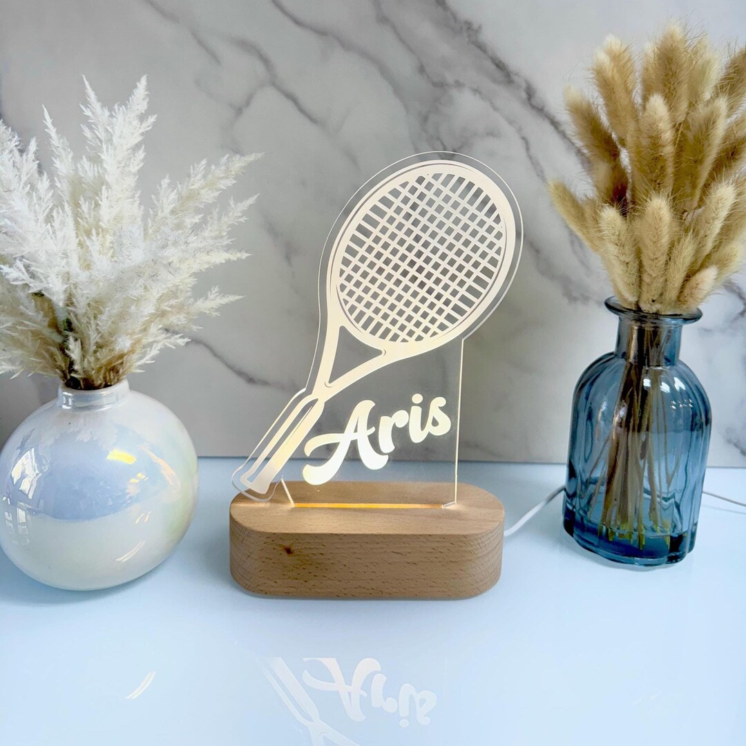 Personalized Tennis Racket Night Light Custom LED Lamp for Tennis ...