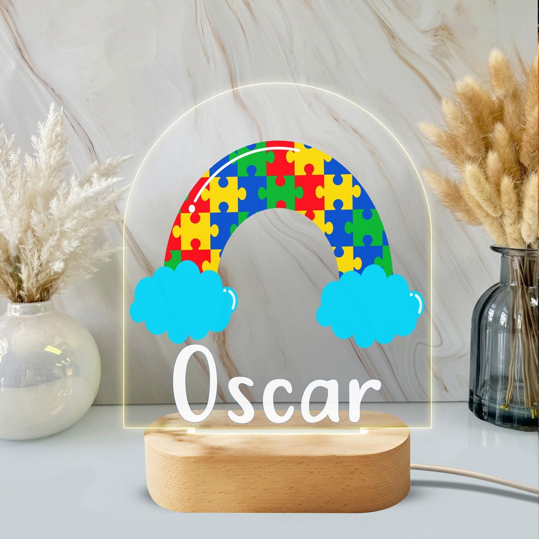 Personalized Rainbow Night Light - Custom LED Lamp for Kids, Perfect ...