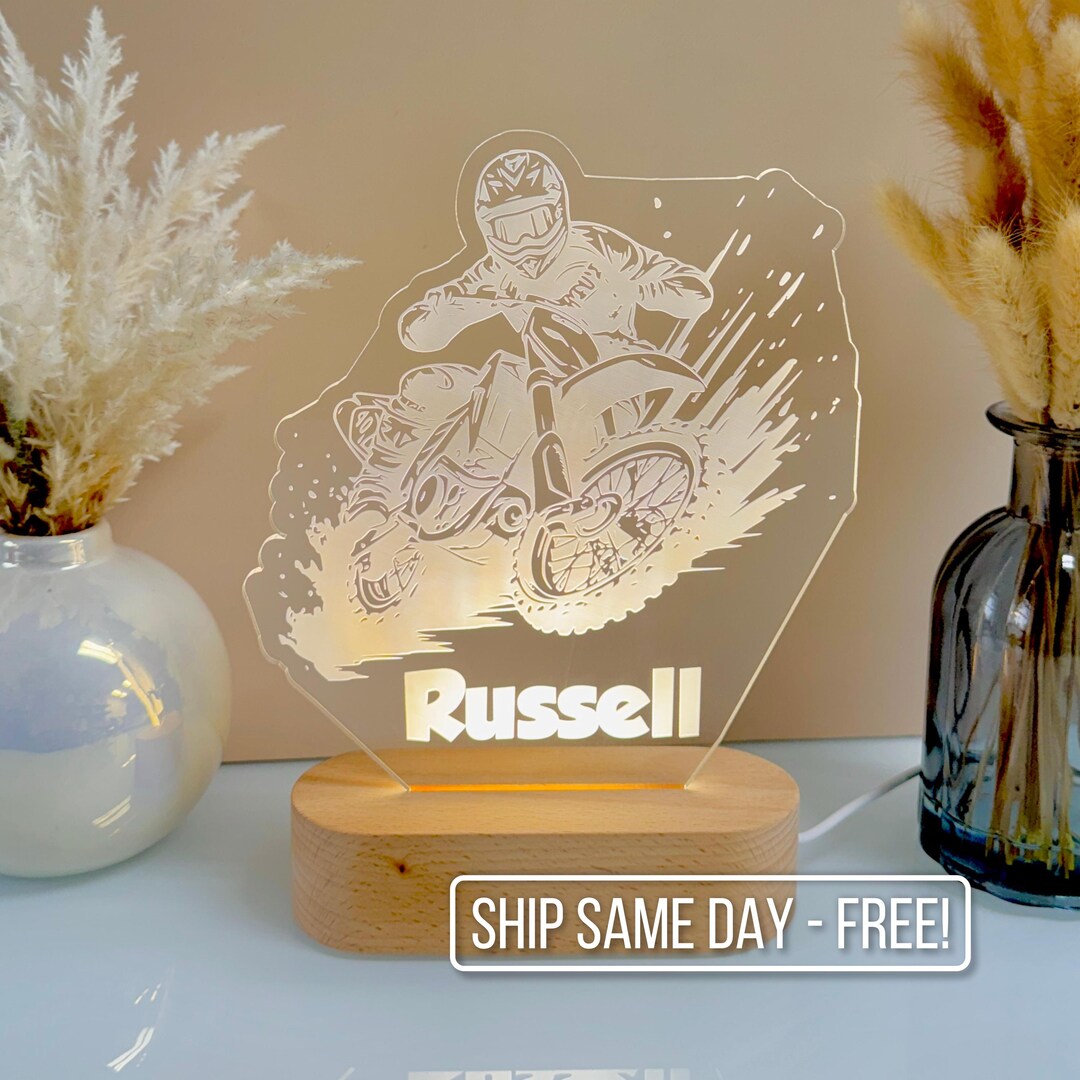 Personalized Motorcycle Night Light - Custom LED Lamp for Bikers ...