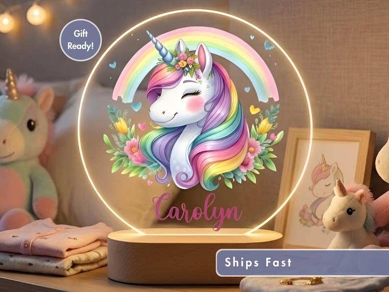 Personalized Unicorn Night Light - Custom LED Lamp for Kids, Perfect ...