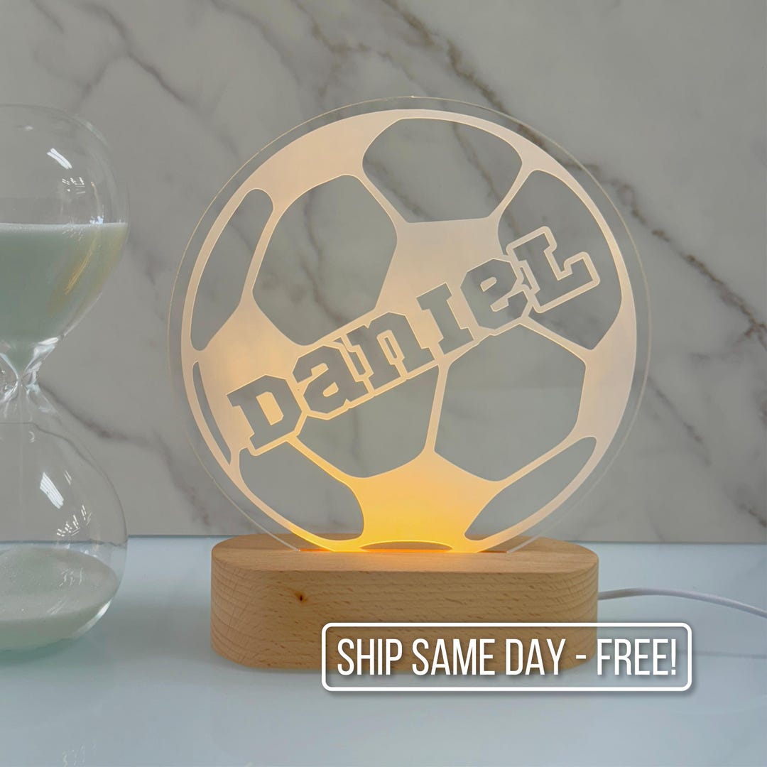 Personalized Soccer Night Light - Custom LED Lamp for Soccer Players ...