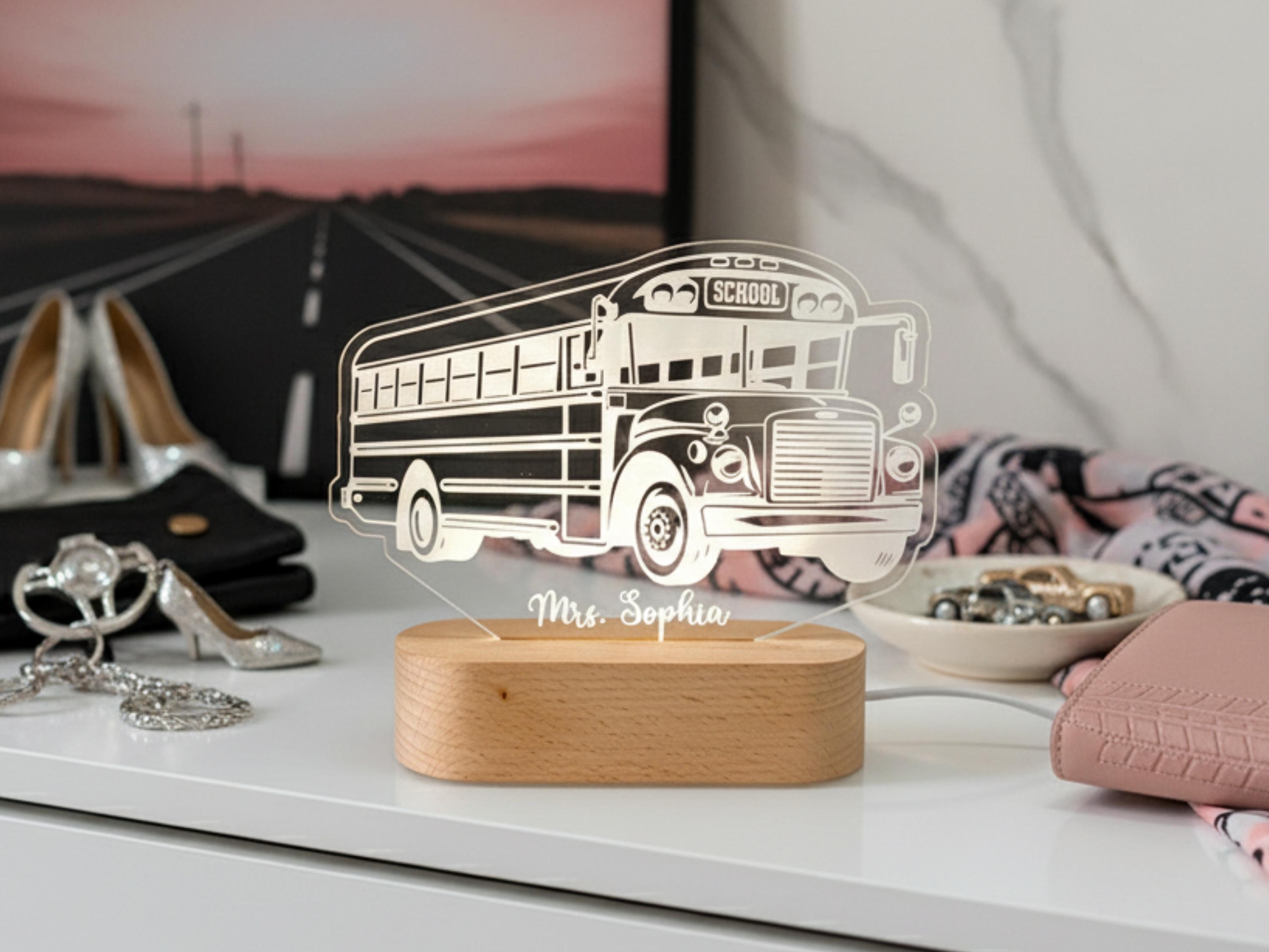 Personalized School Bus Night Light - Custom LED Lamp for Kids, Perfect ...