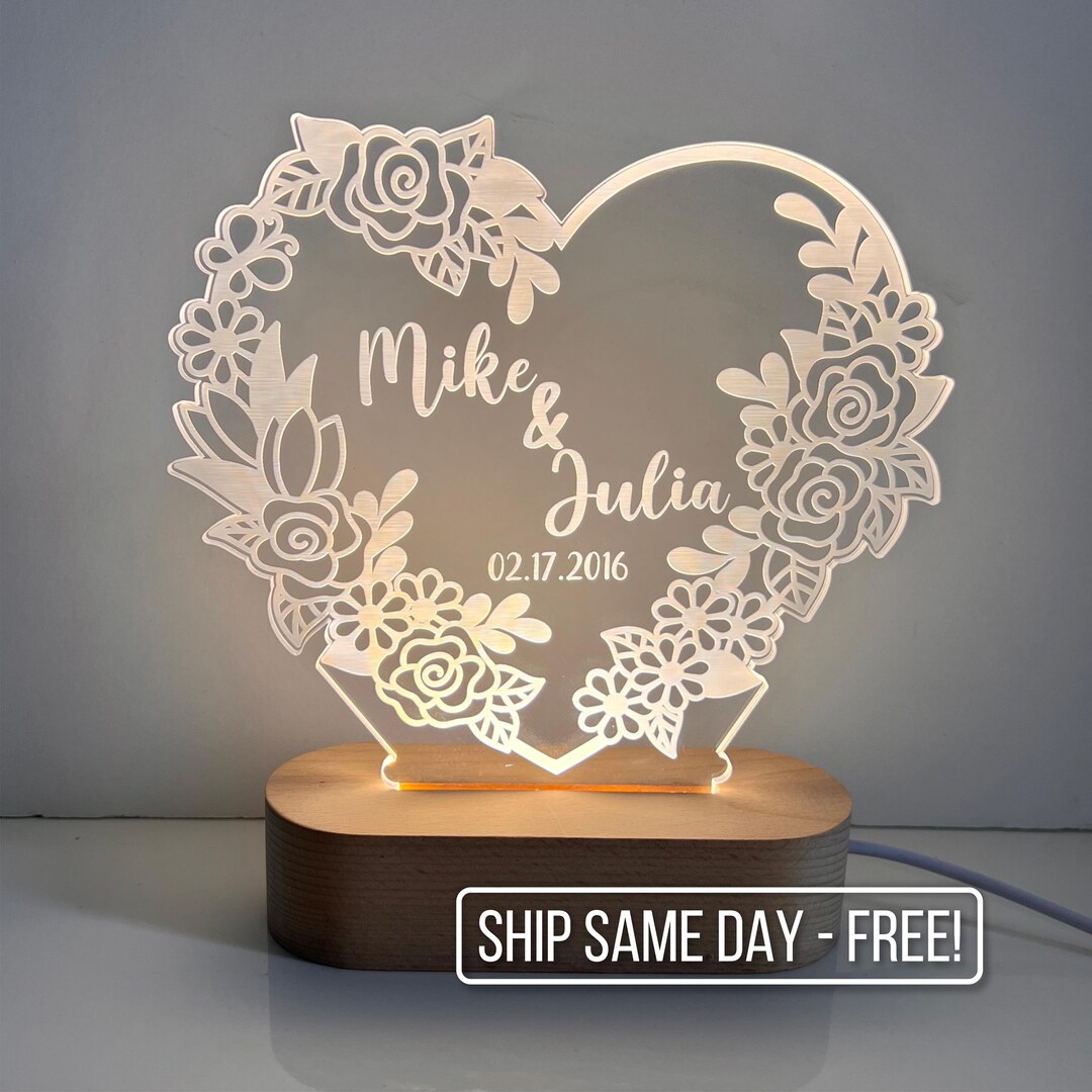 Custom Heart Led Light | Personalized Valentines Gift | Light up Sign ...