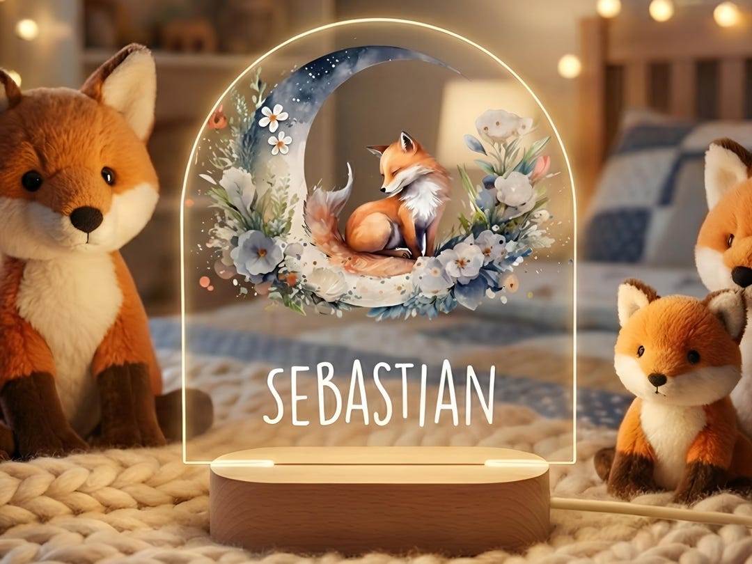 Personalized Fox Night Light - Custom LED Lamp for Kids, Perfect Gift ...