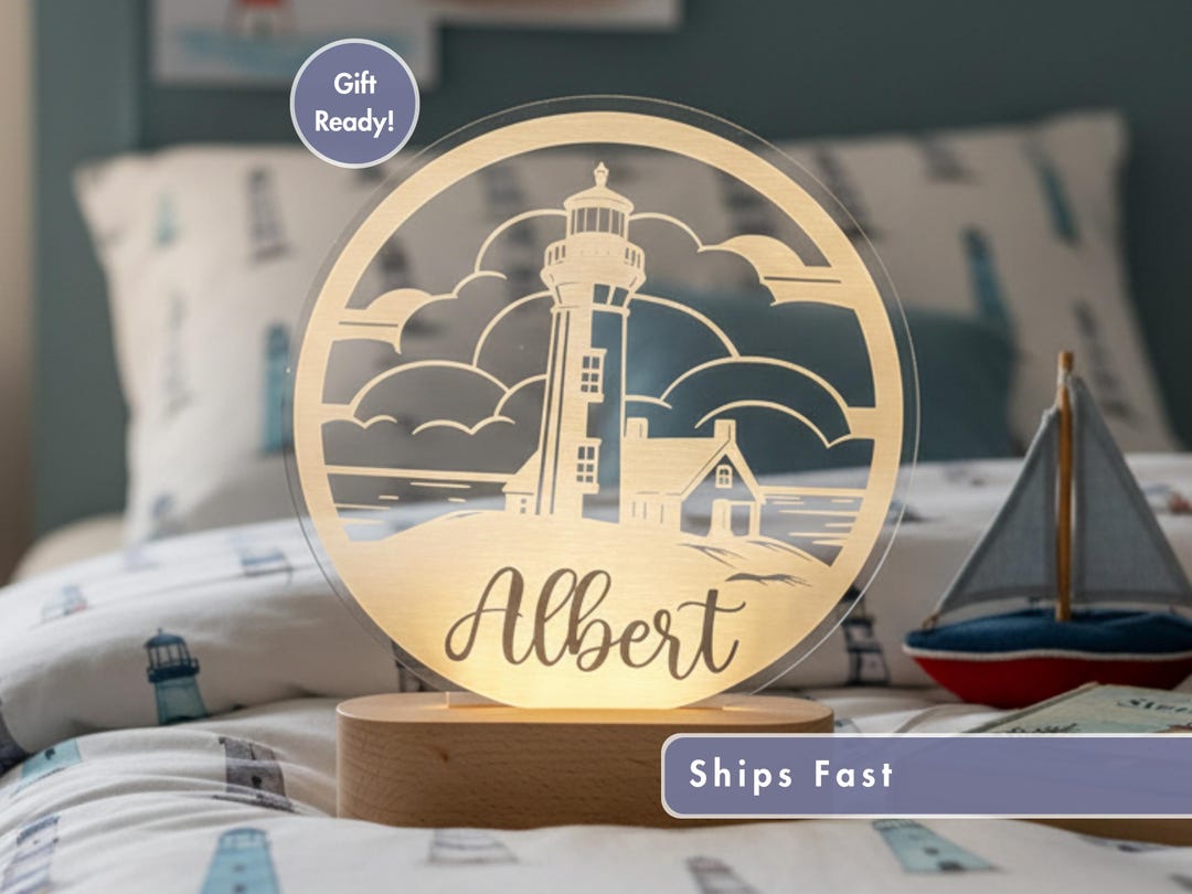 Lighthouse Custom Name Light | Personalized Bedroom LED Decor Sign ...