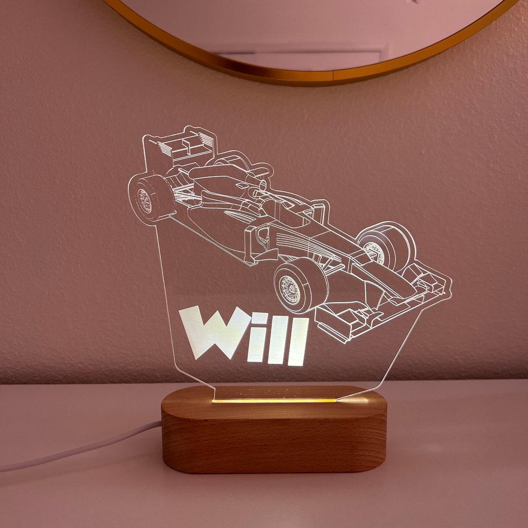 Personalized Race Car Lamp With Custom Name LED Cloud Decor for Kids ...
