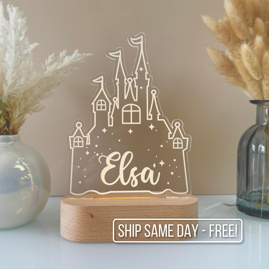 Personalized Princess Castle Night Light - Custom LED Lamp for Kids ...