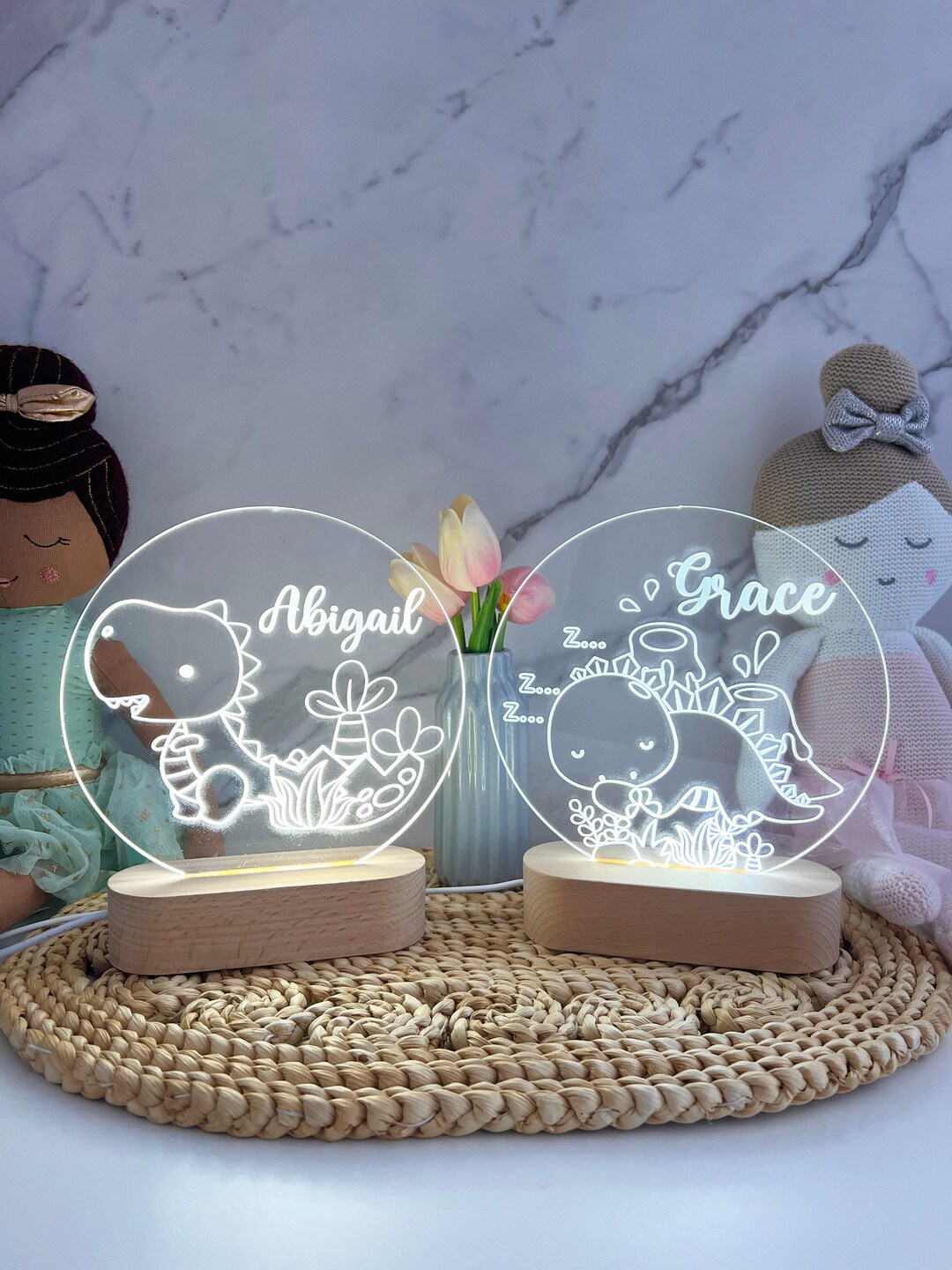 Dinosaur Custom Name Light | Personalized Bedroom LED Cloud Decor Sign ...