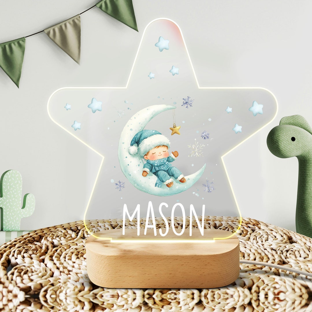 Personalized Sleeping Baby Night Light - Custom LED Lamp for Nursery ...