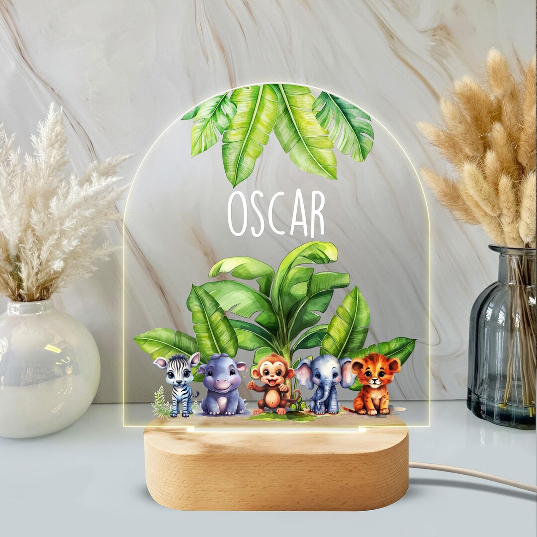 Personalized Safari Night Light - Custom LED Lamp for Kids, Perfect ...