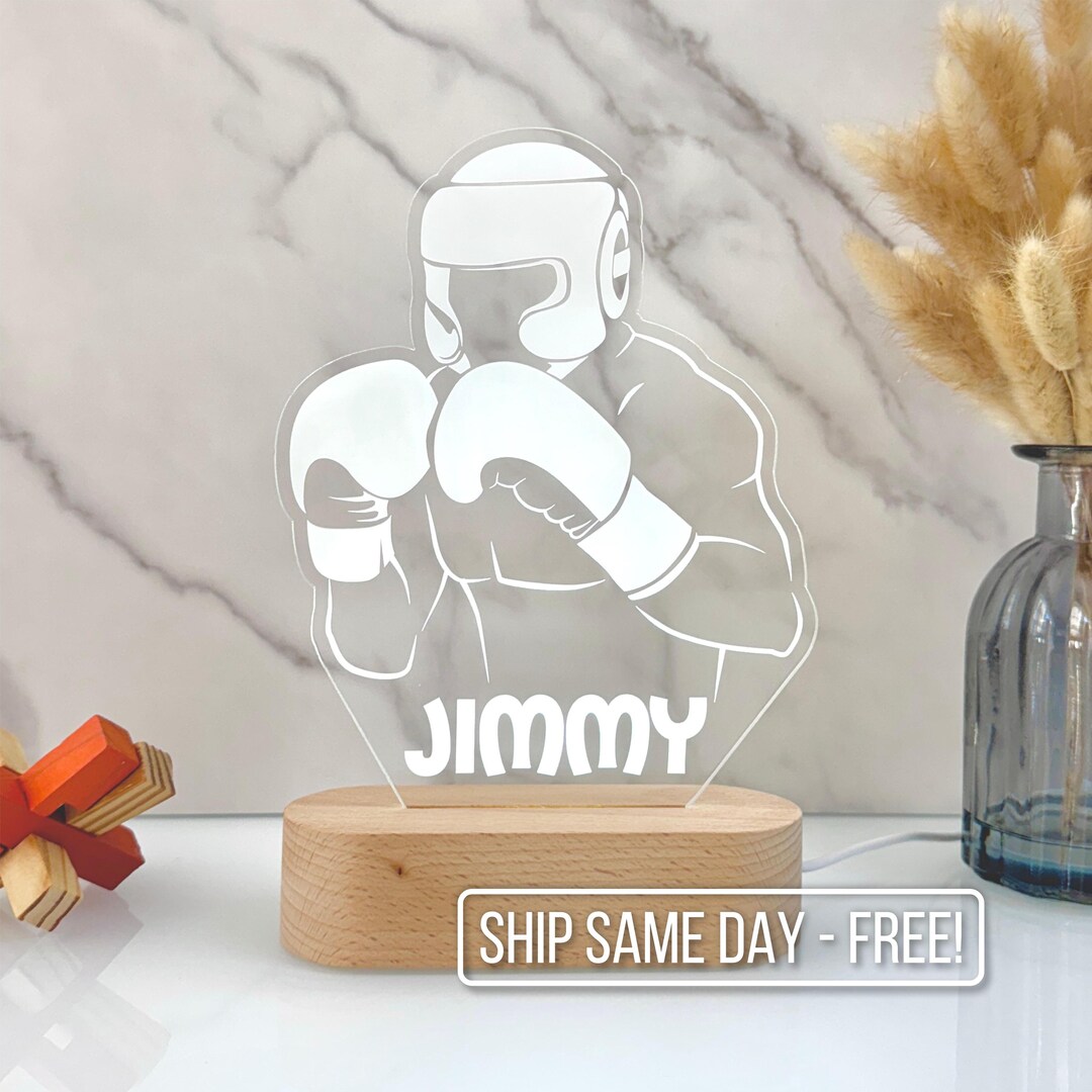 Personalized Boxing Night Light - Custom LED Lamp for Boxers, Perfect ...