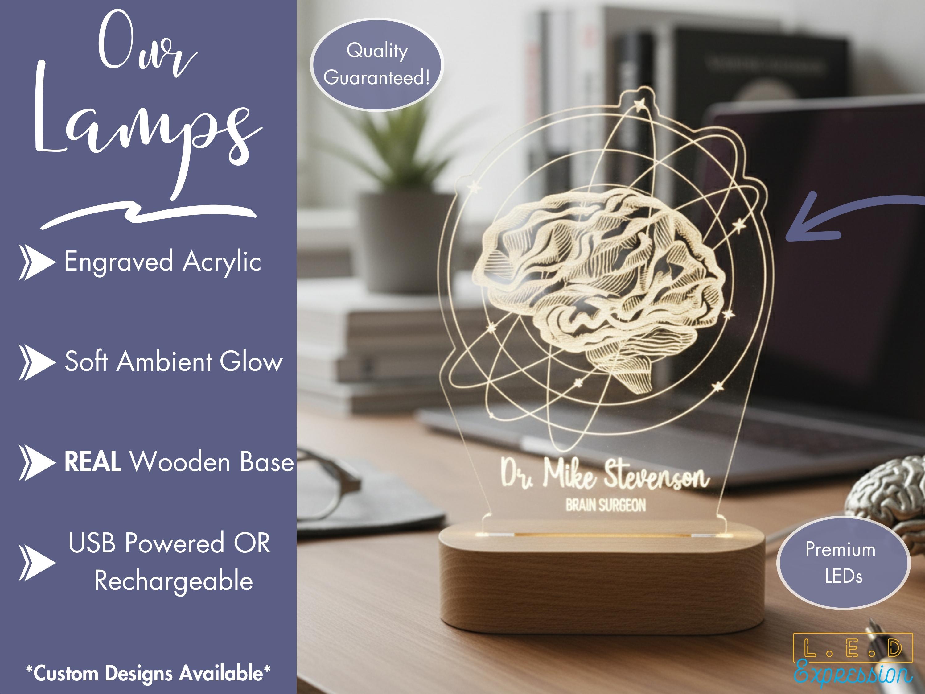 Brain LED Night Light Personalized for Neurologist Gifts, Psychology ...