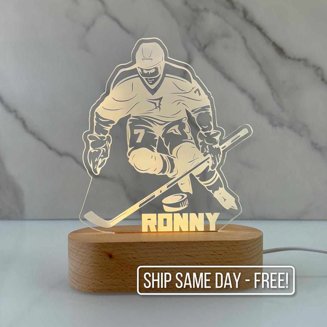 Personalized Hockey Night Light - Custom LED Lamp for Players, Perfect ...