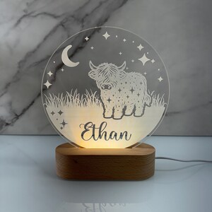 Custom Highland Cow Night Light - Personalized LED Lamp Kids Room ...