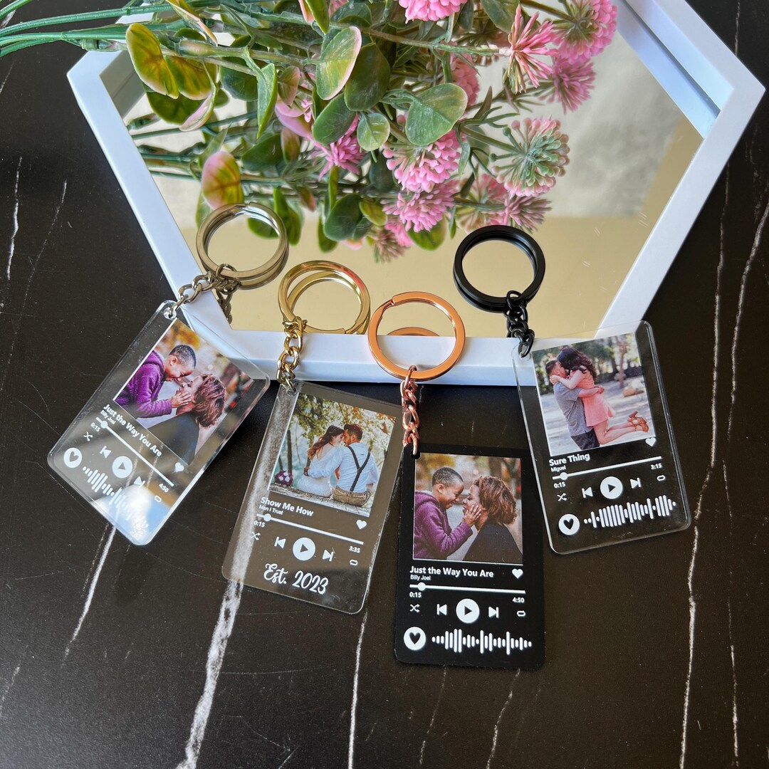 Personalized Music Photo Keychain / Custom Music Photo Keyring ...