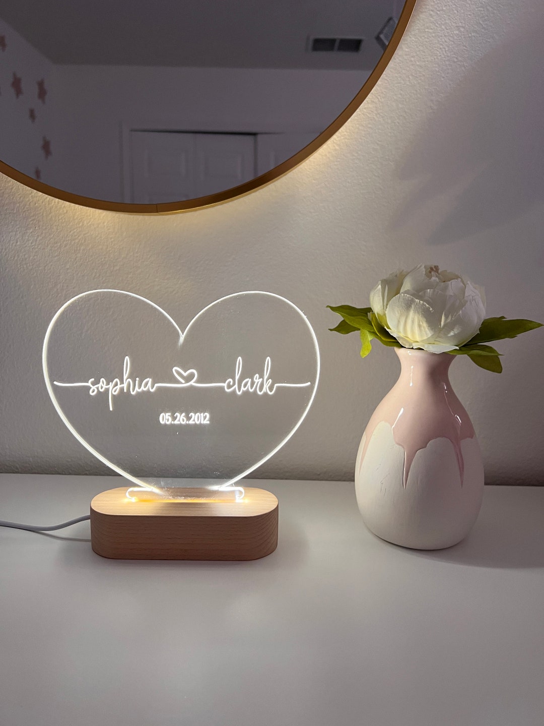 Custom Night Light as Valentines Day Gift Anniversary Gift Romantic ...
