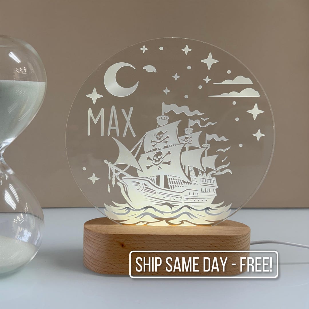 Personalized Ship Night Light - Custom LED Lamp for Kids, Perfect Gift ...