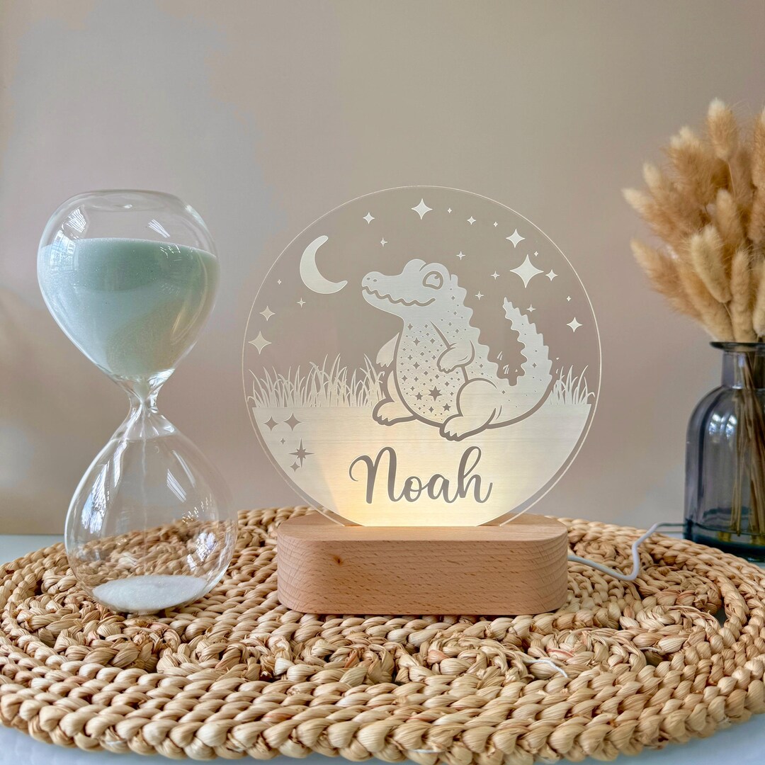 Personalized Crocodile Night Light Custom LED Lamp for Kids Room ...