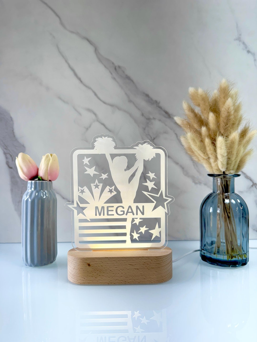 Personalized Cheerleader Night Light Custom LED Lamp for Cheer Fans ...