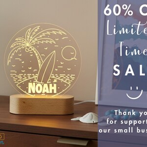 Personalized Surfing Night Light - Custom LED Lamp for Surf Lovers ...