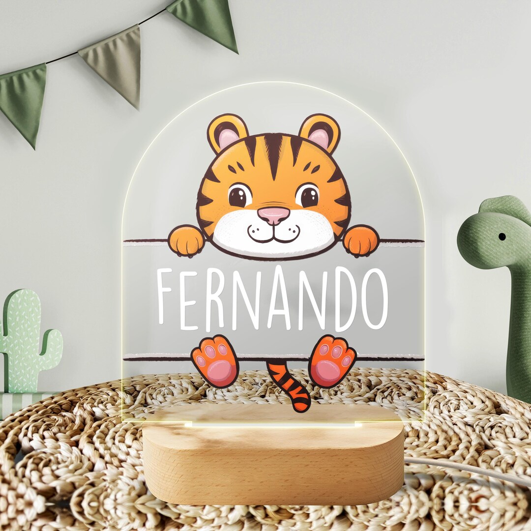 Personalized Tiger Night Light - Custom LED Lamp for Kids, Perfect Gift ...