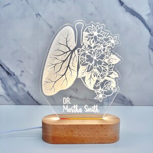 Floral Lung Custom Night Light Doctor Lamp Gift Gift for Colleague ...