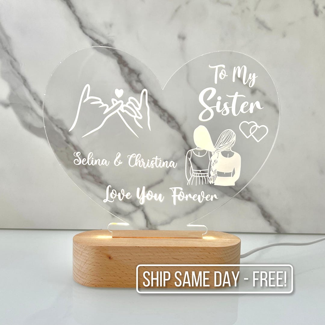 Custom Sisters Night LED Light. Personalized Sister Gift. Gift for Her ...