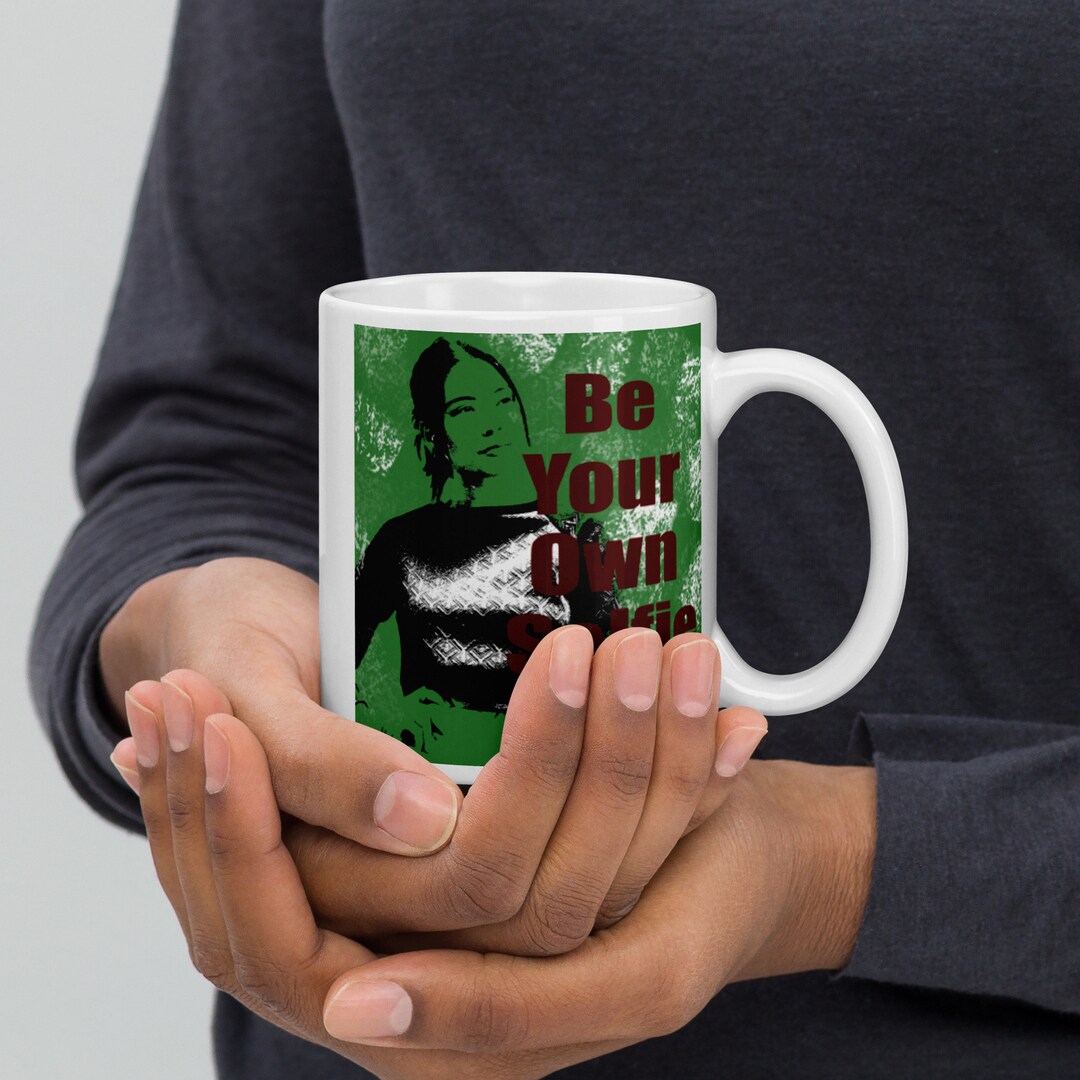 Handmade Ceramic Cup Art Motif selfie Green - Etsy