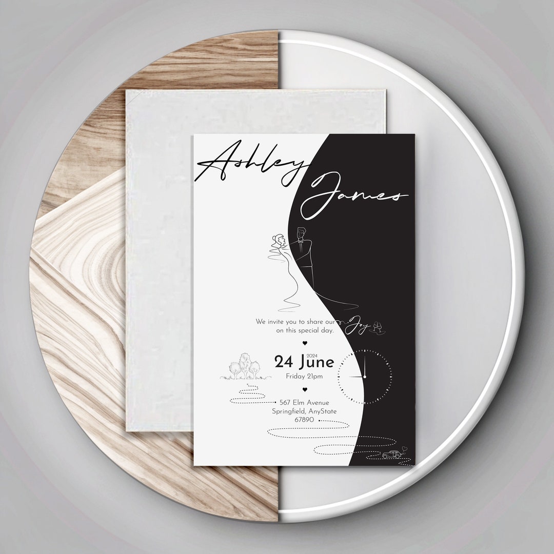 Minimalist Yin Yang Wedding Invitation: E-card & GIF (digital Download ...
