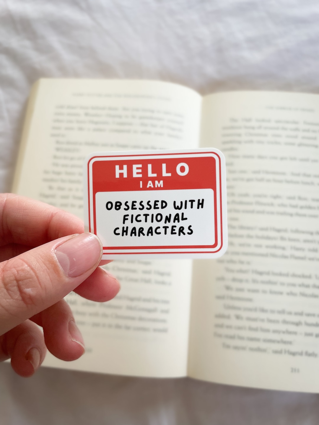 Hello Im Obsessed With Fictional Characters Sticker Stickers for ...